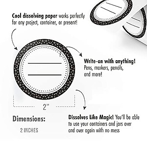 MESS Dissolvable Canning Labels for Jars – 200 Dissolvable Mason Jar Labels - Dissolvable Food Labels for Containers - Jam Homemade Canning Jar Labels Stickers - Removable Mason Jar Labels 2" Granite