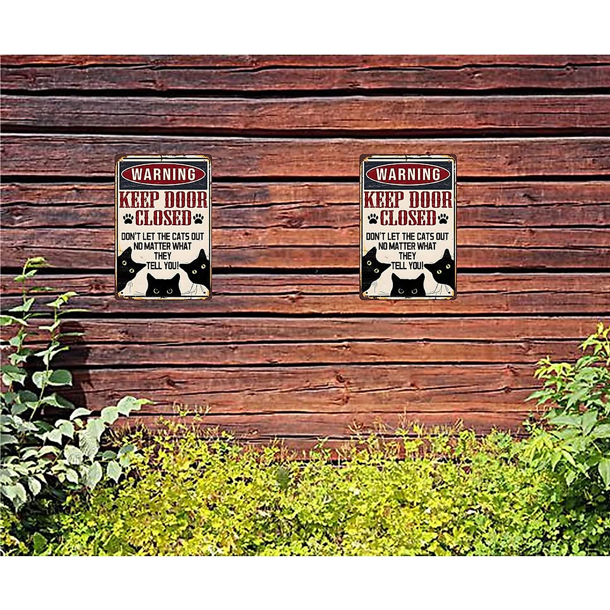 Funny Black Cat Warning Decor Retro Tin Sign - Keep Door Closed Don't Let The Cats Out No Matter What They Tell You - for Home Office Room Wall Decor Gift 8x12 inch