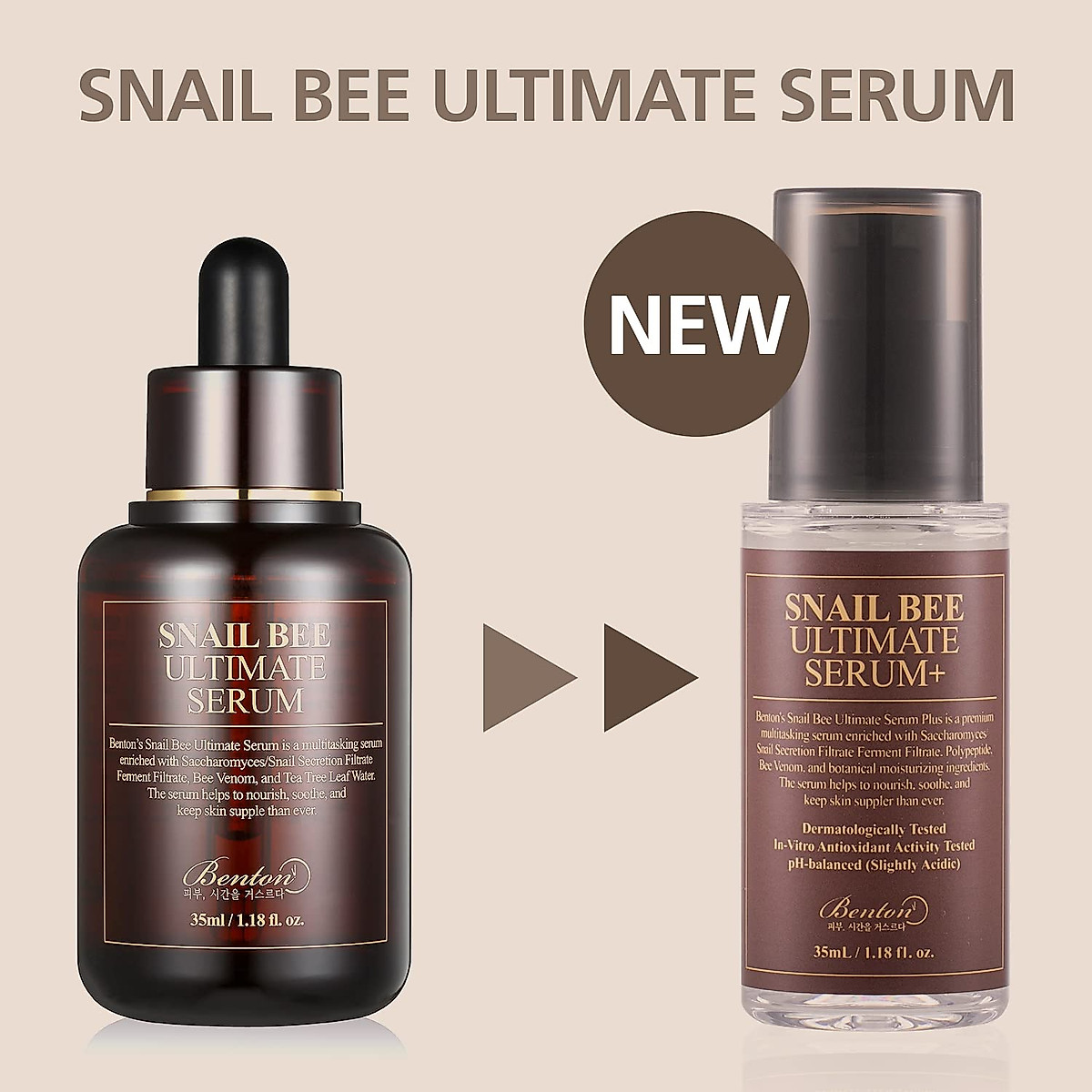 BENTON Snail Bee Ultimate Serum Plus 35ml (1.18 fl.oz.) - Snail Secretion Filtrate, Bee Venom, Tea Tree Leaf Water Contained Skin Nourishing & Soothing Facial Serum for Sensitive, Dry Skin