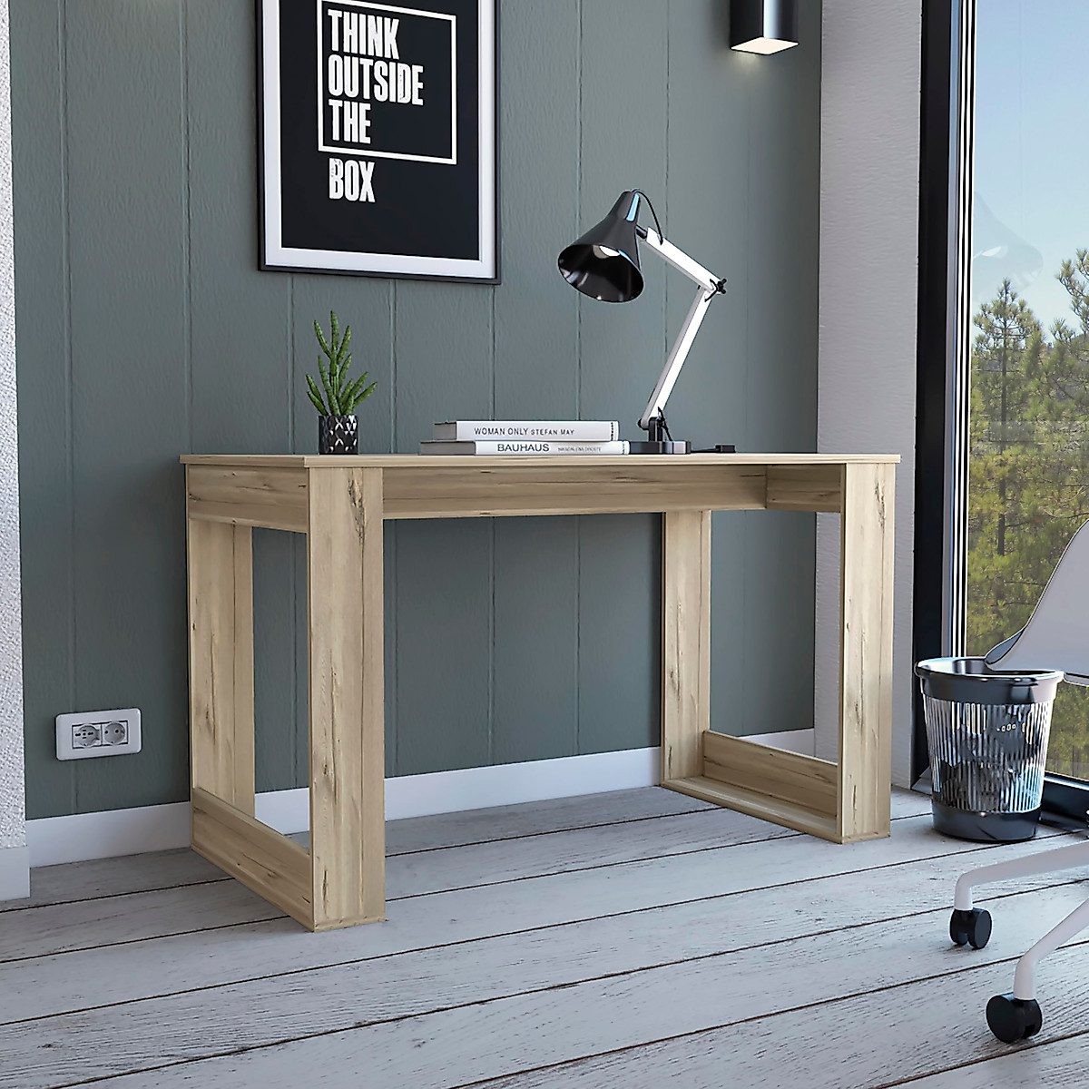 Melb Writing Desk 28.7"H x 47.2"W - Light Oak, Ample Workstation, Sturdy Legs, Compact Design for Home Office