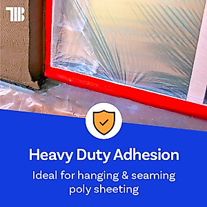 Red Stucco Tape, Case of 24 Rolls, 2 inch x 60 Yards, UV Resistant Polyethylene Tape (PE Tape)