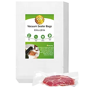 Moretoes 200pcs Vacuum Sealer Bags, Pint 6" x 10", BPA Free, Pre-cut Commercial Grade Vac Seal Meal Bags for Food Saver Storage, Meal Prep or Sous Vide