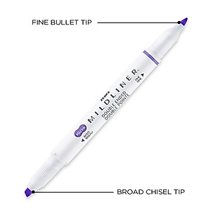 Zebra Pen Mildliner, Double Ended Highlighter, Broad and Fine Tips, Assorted Colors, 15 Pack