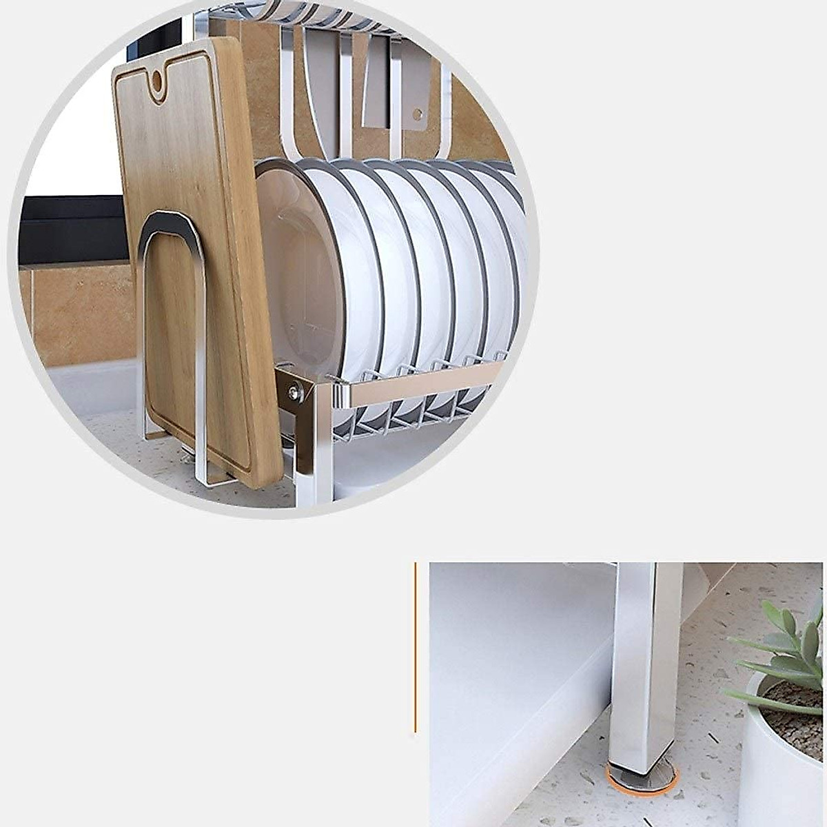 Plate Rack Draining Dish Rack 304 Stainless Steel Dish Drain Rack Kitchen Rack Small Dishware Storage Rack for Kitchen Countertop Pan Plate Holder (Color : A)