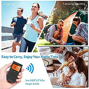 Greadio AM/FM Weather Alert Radio, Portable Transistor NOAA Radio with Best Reception, Battery Operated by 2 AAA batteries, LCD Display,Earphone Jack,Time Setting Pocket Radio for Home,Walking,Running