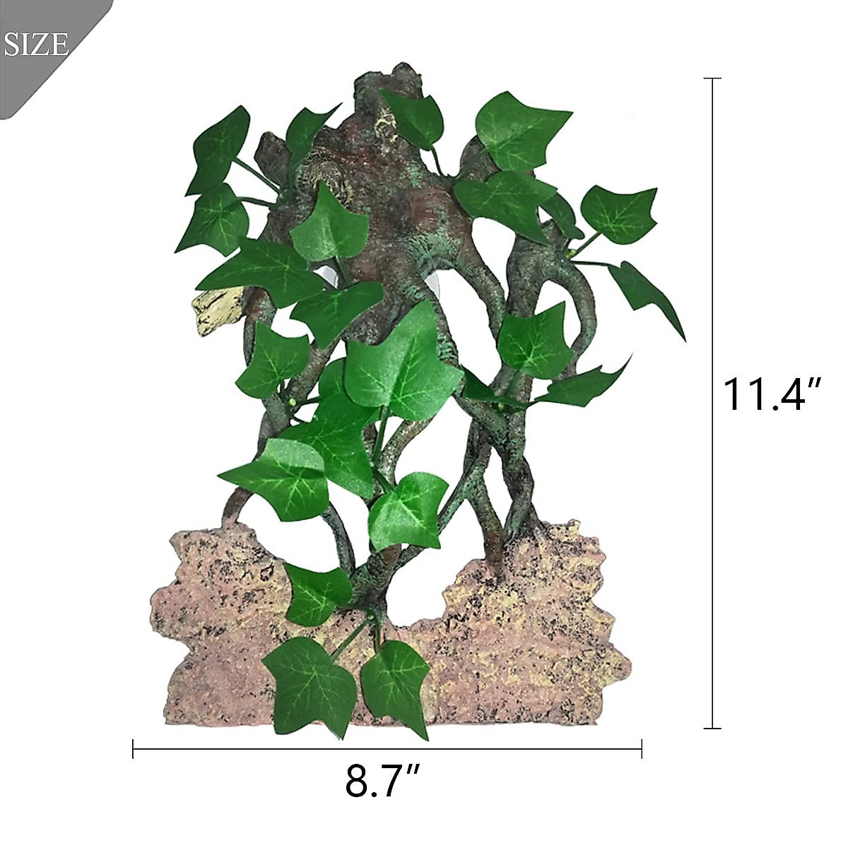 Hamiledyi Reptile Climbing Branch Leaves with Suction Cups Terrarium Plant Decoration Tank Accessories for Amphibian Lizard Bearded Dragons Gecko Snake