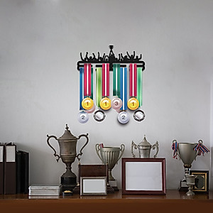 PH PandaHall Medal Hanger Display Celebration Medal Holder Award Ribbon Hanger 3 Lines Medal Hanger Cheer Gymnastics Sport Award Rack Wall Mount Iron Frame for Over 50 Medals 15.75 Inch/40cm