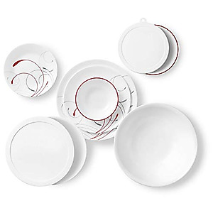 Corelle Vitrelle 78-Piece Service for 12 Dinnerware Set, Triple Layer Glass and Chip Resistant, Lightweight Round Plates and Bowls Set, Splendor