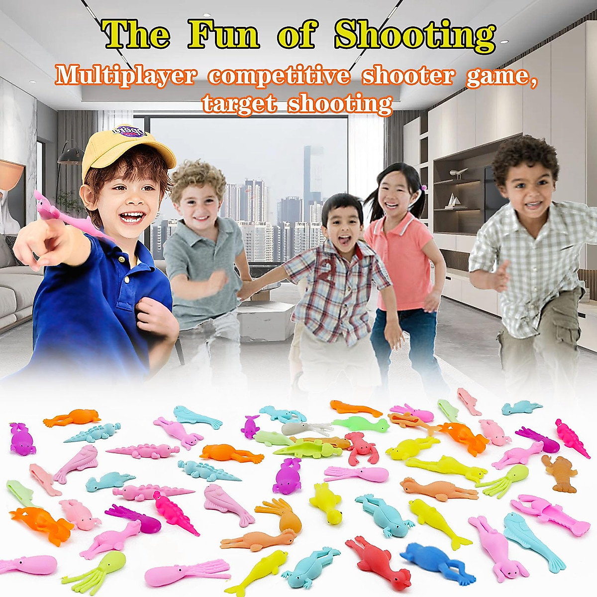 MIMIDOU 30 Pcs Finger Slingshot Animal Toy, Funny Stretchable Flick Rubber Animals, a Variety Simulation Animals Great for Various Festivals and Parties.