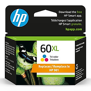 Original HP 60XL Tri-color High-yield Ink Cartridge | Works with DeskJet D1660, D2500, D2600, D5560, F2400, F4200, F4400, F4580; ENVY 100, 110, 120; PhotoSmart C4600, C4700, D110a Series | CC644WN
