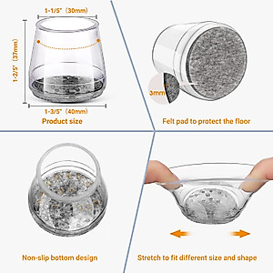 32Pcs Silicone Chair Leg Floor Protectors, Chair Leg Protectors for Hardwood Floors