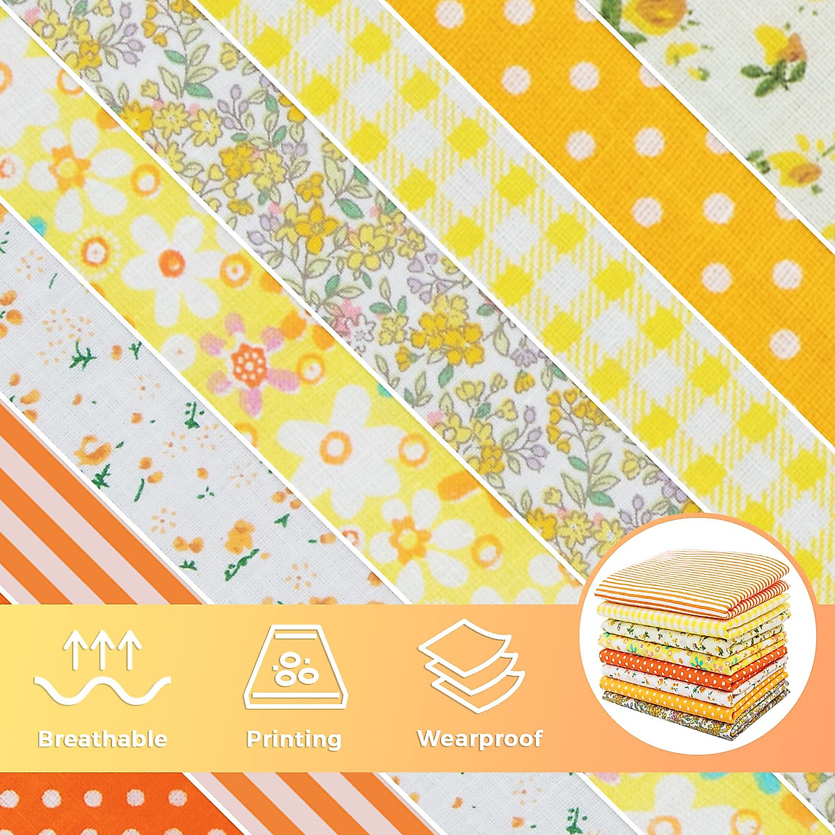 Aubliss 8pcs Fat Quarter Fabric Bundles (100% Cotton - 20‘’ x 20‘’ / 50cm x 50cm) Quilting Cotton Craft Fabric Pre-Cut Squares Sheets for Patchwork Sewing Quilting Crafting