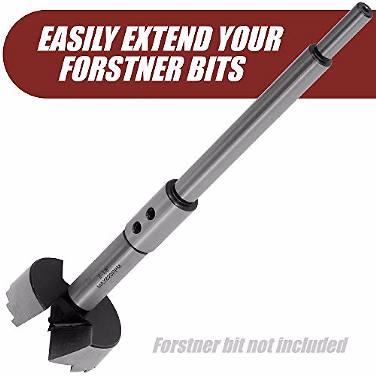 Fulton 6 inch Long Forstner Bit Extension for Adding Over 5-5/8 inches of Drilling Depth to Your Forstner Bit. for Wood Turners, Furniture, Carpentry and Construction