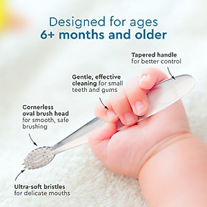 RADIUS Children's Toothbrush Pure Brush Ultra Soft BPA Free ADA Accepted Designed for Delicate Teeth for Kids 6 Months and Up - Clear - Pack of 1