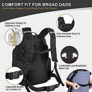MIRACOL Military Diaper Bag for Men - Waterproof Multi-Pocket Organization Diaper Backpack for Travel Hiking Camping - Baby Gear for Active Dad Black