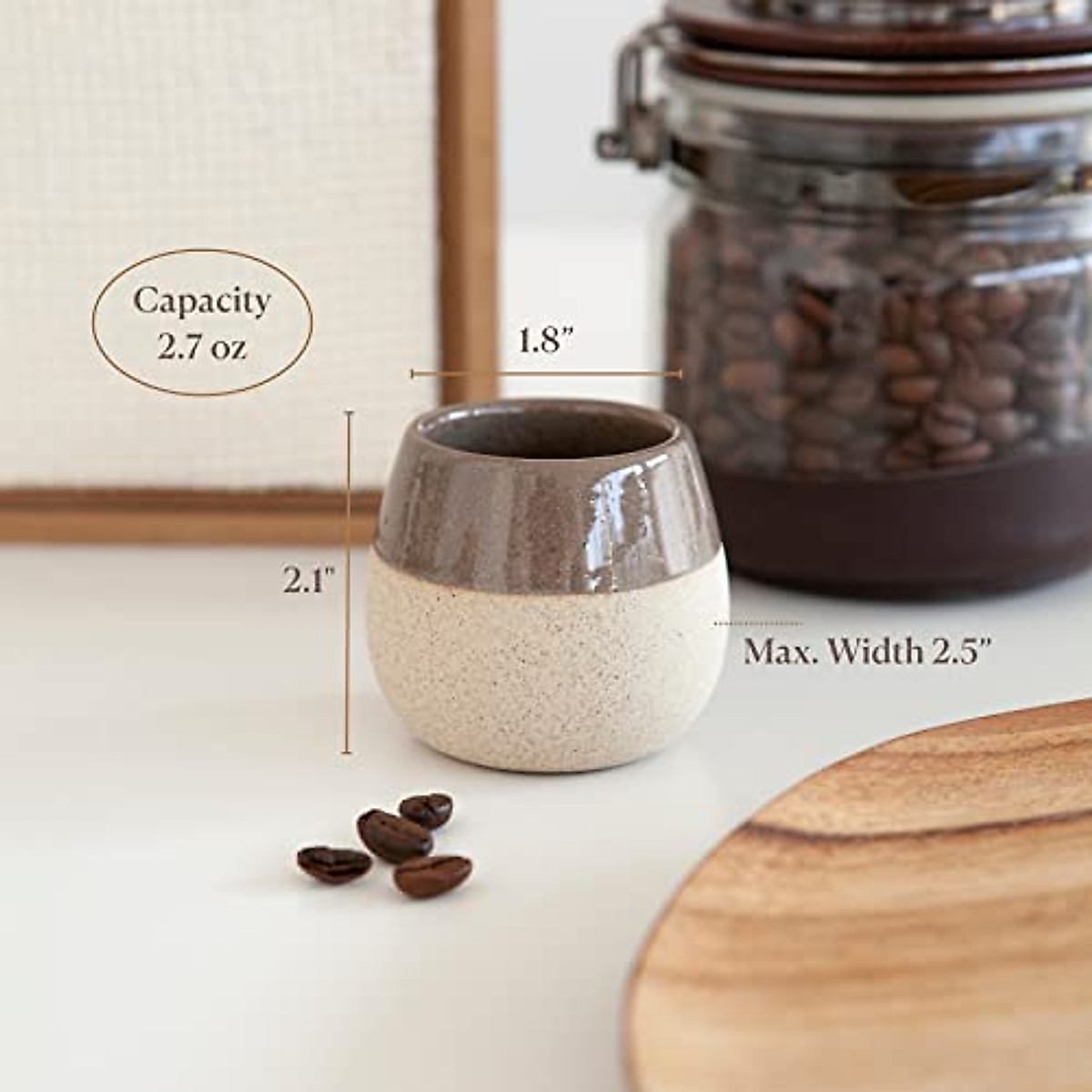 Ceramic Espresso Cups Set of 4 - 2.7oz - Espresso Coffee Mugs for Nespresso Cups - Espresso Glasses - Demitasse Cups - Tazas de Cafe - Espresso Accessories - Expresso Coffee Cup for Espresso Machine