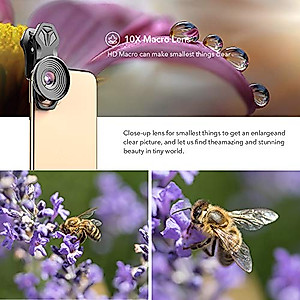 Apexel HD Mobile Phone Camera Phone Lens Set - 10x Macro Lens, 2X Telephoto Lens, 110°Wide Angle, 170°Super Wide Angle, 195°Fisheye for Dual Lens/Single Lens iPhone Pixel Samsung Galaxy Smartphones