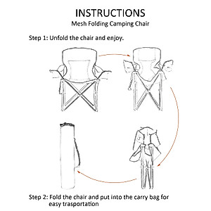 VOYSIGN Mesh Folding Camping Chairs for Adults, Oversized Portable Outdoor Chairs, Weight Capacity 325 lbs with Cup Holder, Storage Pocket, Carry Bag