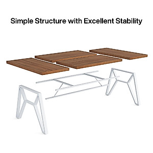 Tribesigns Large Dining Table for 6-8 People, 70-inch Rectangular Wood Kitchen Table, Dinner Table with Heavy-Duty Metal Legs, Industrial Long Dining Room Table for Family Gathering, Party