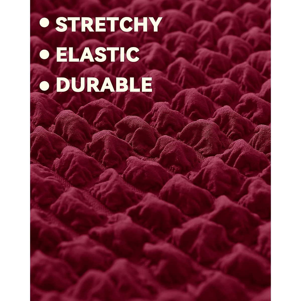 BLUESURGE Sofa Slipcover 1 Piece for 3 Cushion Couch Cover with Skirt, Durable Washable High Elastic Stretchable, Easy Fit Universal Furniture Protector (3 Seater, Maroon)