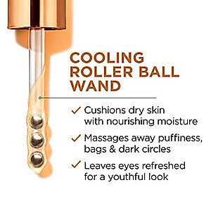 L'Oreal Paris Skincare Age Perfect Hydra Nutrition Eye Gel with Manuka Honey and Nurturing Oils, Eye Treatment Gel for Dry Skin, de-puffing rollerballs to Reduce Puffy Eyes, Paraben Free, 0.5 fl. oz.