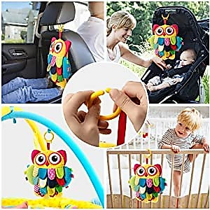 teytoy My First Baby Toys-Who Do You See, Baby Crinkle Activity and Teething Toy with Multi-Sensory Rattle and Textures, Owl