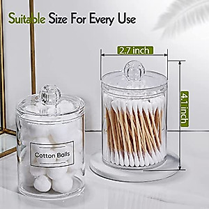 10 Pack Qtip Holder Dispenser for Cotton Ball, Cotton Swab, Cotton Round Pads, Floss - 10 oz Clear Plastic Apothecary Jar Set for Bathroom Canister Storage Organization, Vanity Makeup Organizer