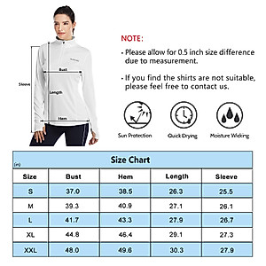HISKYWIN Womens UPF 50+ Sun Protection Tops Long Sleeve Half-Zip Thumb Hole Outdoor Performance Workout Shirt HF806 White M
