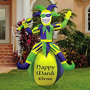Joiedomi 6 FT Tall Jester On Ball Mardi Gras Inflatable Yard Decoration