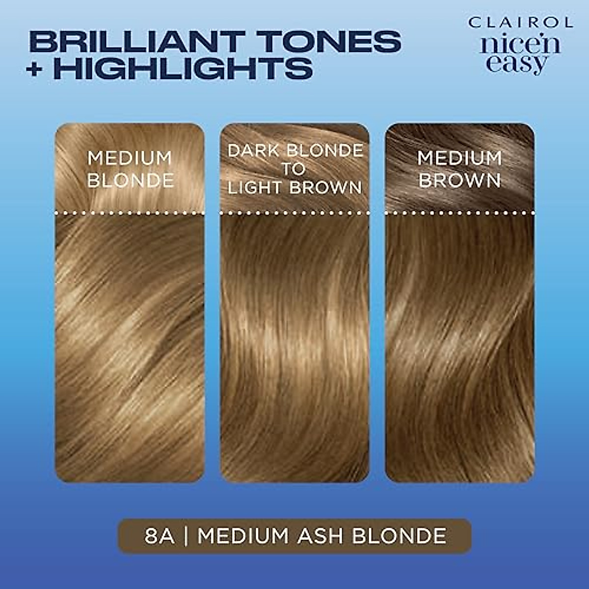 Clairol Nice'n Easy Permanent Hair Dye, 8A Medium Ash Blonde Hair Color, Pack of 1