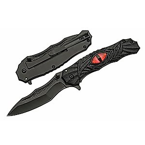 SZCO 8” Dragon’s Eye Liner Lock Assisted Open EDC Folding Knife With Pocket Clip, Black (3005789)