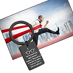 FUSTMW Movie Quote Keychian Black Inspire Gift We've All Got Both Light and Dark Inside Us Inspirational Gifts for Movie Book Lover Gifts (Black)