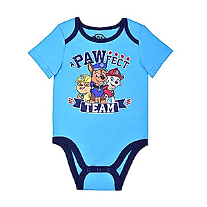 Paw Patrol Nickelodeon Boys’ Chase, Marshall and Rubble 3 Pack Bodysuits for Newborn and Infant – Blue/Grey