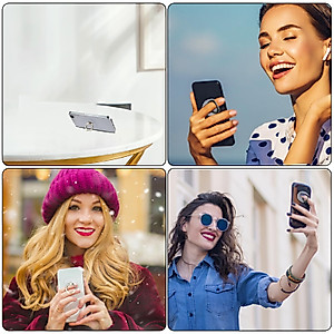 Sibba Cell Phone Rings Holder Hooks 2 PCS Hand Grip Car Mount Accessories Kickstand Case Finger Stand Supports Cellphone Socket Attachment Back Sticky Rotation Strap Adjust Angles for Smartphone