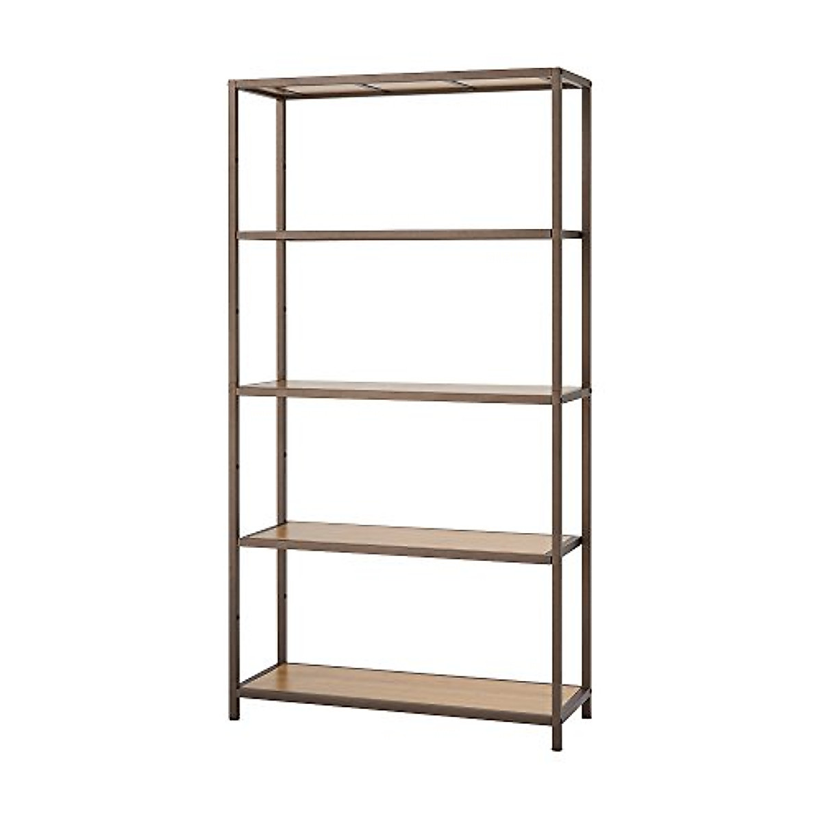 Trinity 5-Tier Bamboo Shelf Tower, Decorative Book Shelf and Display Stand for Living Room, Bedroom Storage, Closet, Home Office, and More, 375 Pound Capacity, 32” by 12” by 60”, Bronze