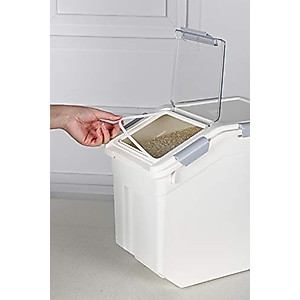 Rice Storage Container with Wheels Seal Locking Lid PP((507.27oz / 3.96gal / 80cup / 15L),Pack-2)