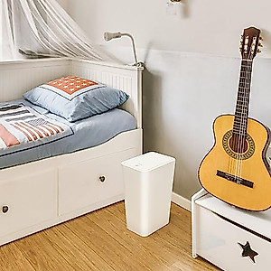 LIANTRAL 3 Pack Bathroom Trash Can with Lid, 2.6 Gallon Small Trash Can with Press Type Lid, Kitchen Trash Can, Garbage Bin Wastebasket for Kitchen, Bathroom, Bedroom, Office, Laundry, White