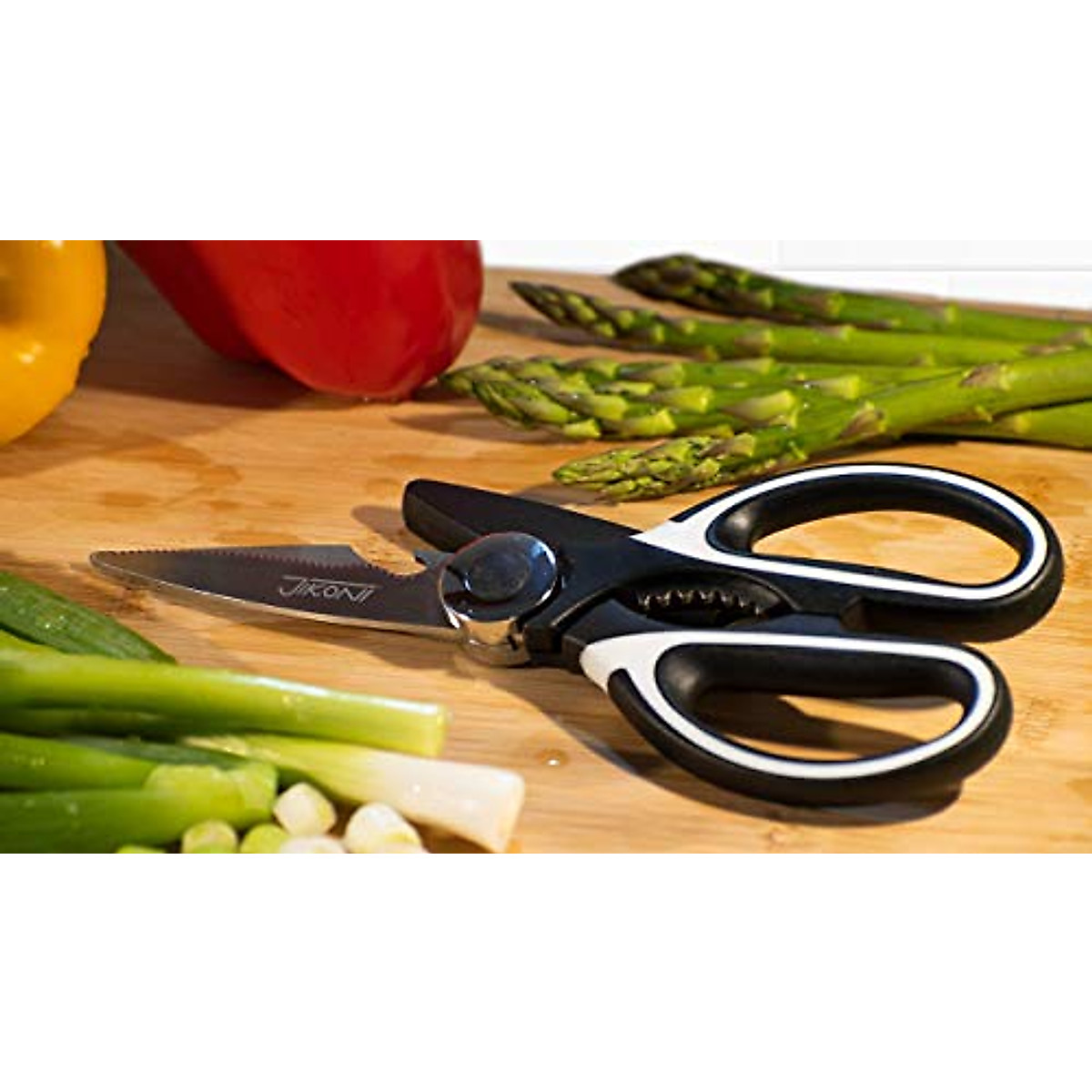Jikoni twin-pack multipurpose kitchen scissors - heavy-duty kitchen shears, stainless steel dishwasher safe, meat, poultry, chicken, and general use, and suitable for both left and right handed people