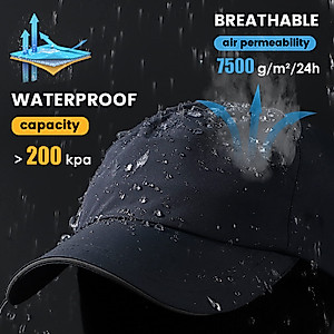 Mens Waterproof Baseball Cap Womens Rain Hat Foldable Outdoor Running Sun Fishing hat Navy Blue