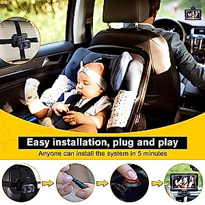 Baby Car Camera Rear Facing: HD 1080P Car Baby Monitor with Camera Wide View 360° Rotation Adjustable Backseat Camera Crystal Night Vision 3 Mins Easy to Install