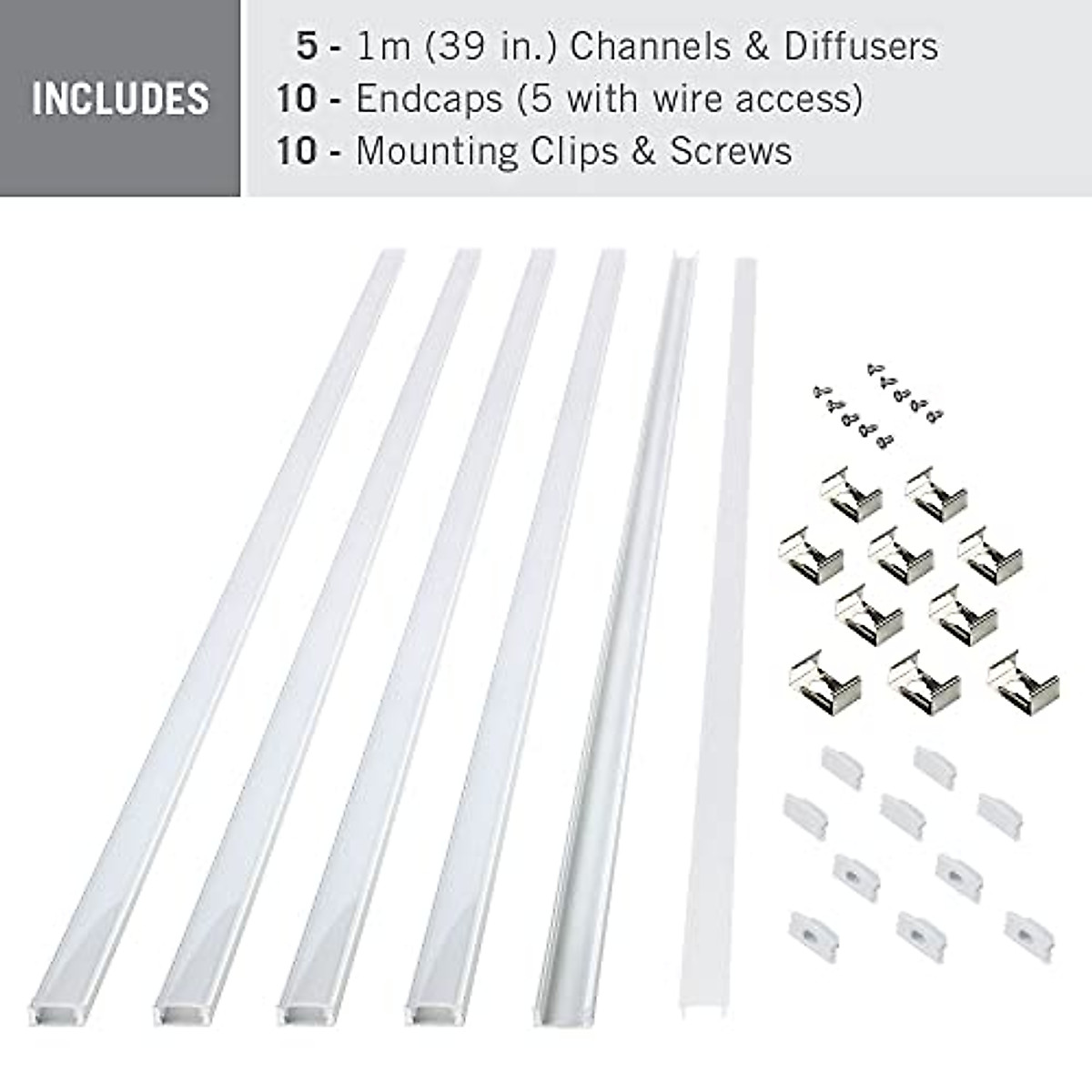 Armacost Lighting Surface Mount LED Tape Light Mounting Channel 5-Pack - White, 960055