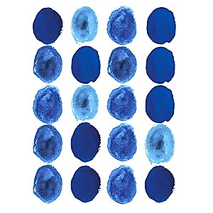 Abstract Blue No.7 Bold Geometric Shapes Wall Art Prints. Set of 4 8x10 UNFRAMED Modern Watercolor Decor. Shades of Navy, Royal, Indigo Blue & White.