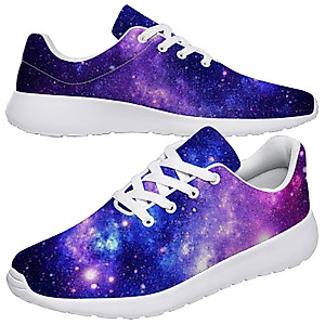 lodaden Blue Purple Galaxy Shoes for Women Men, 3D Print Universe Galaxy Nebula Sneakers Tennis Walking Shoes Gifts for Friends,US Size 10.5