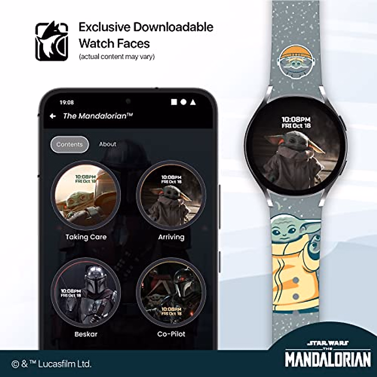 Star Wars: The Mandalorian – Grogu Smartwatch Band – Officially Licensed, Compatible with Samsung Watch (watch not included) - 20mm