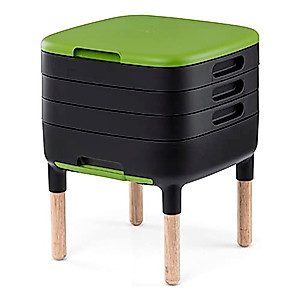 MAZE Three Level Worm Farm Compost Bin with Wood Extension Legs