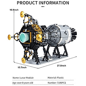 Mould King 21006 Building Toys for Apollo 11 Lunar Lander, Spacecraft Build and Display Model Collectible Building Set for Adults, Space Science Building Kit for Kids Gifts, 7018+Pcs
