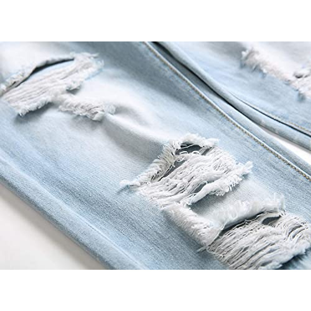 Liuhond Men's Ripped Distressed Destroyed Straight Fit Washed Denim Jeans Pants(3330Blue, 34)