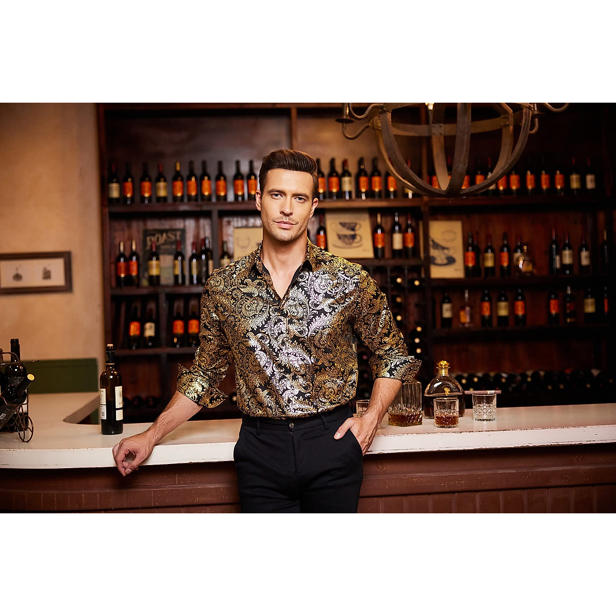 COOFANDY Men's Dress Shirt Formal Elegant Metallic Button Down Regular Fit Shirt