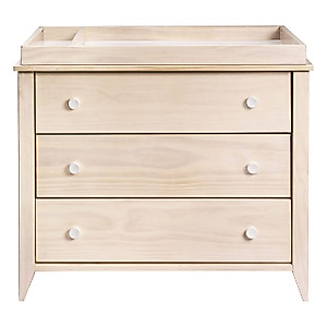 Babyletto Sprout 3-Drawer Changer Dresser with Removable Changing Tray in Washed Natural and White, Greenguard Gold Certified
