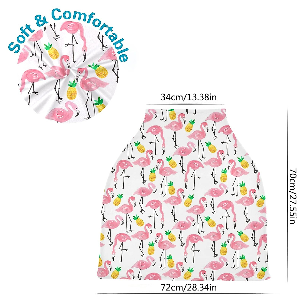 Nursing Cover Breastfeeding Scarf Pink Flamingo Pineapple- Baby Car Seat Covers, Stroller Cover, Carseat Canopy(8ue9a)